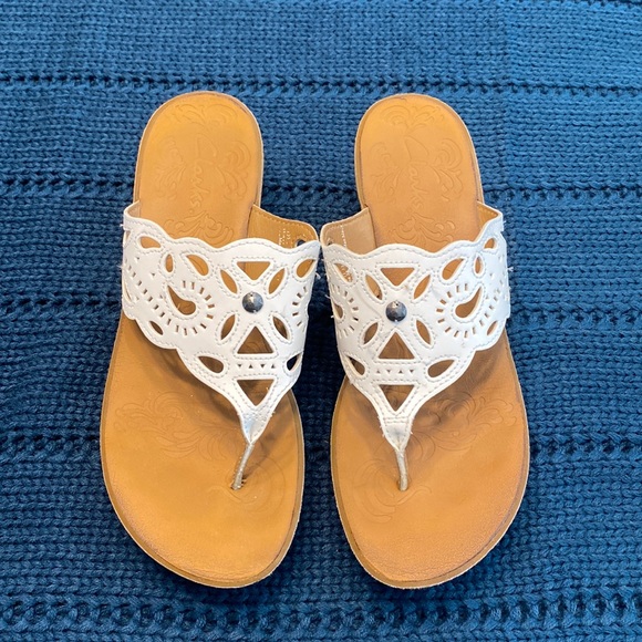 Clarks | Shoes | Clarks White Cork Wedge Sandals | Poshmark
